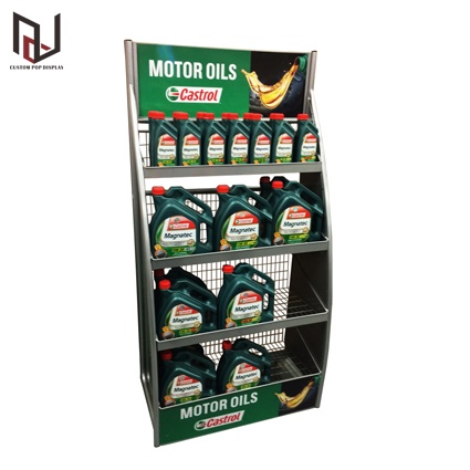 Floor metal motor oil rack wire display